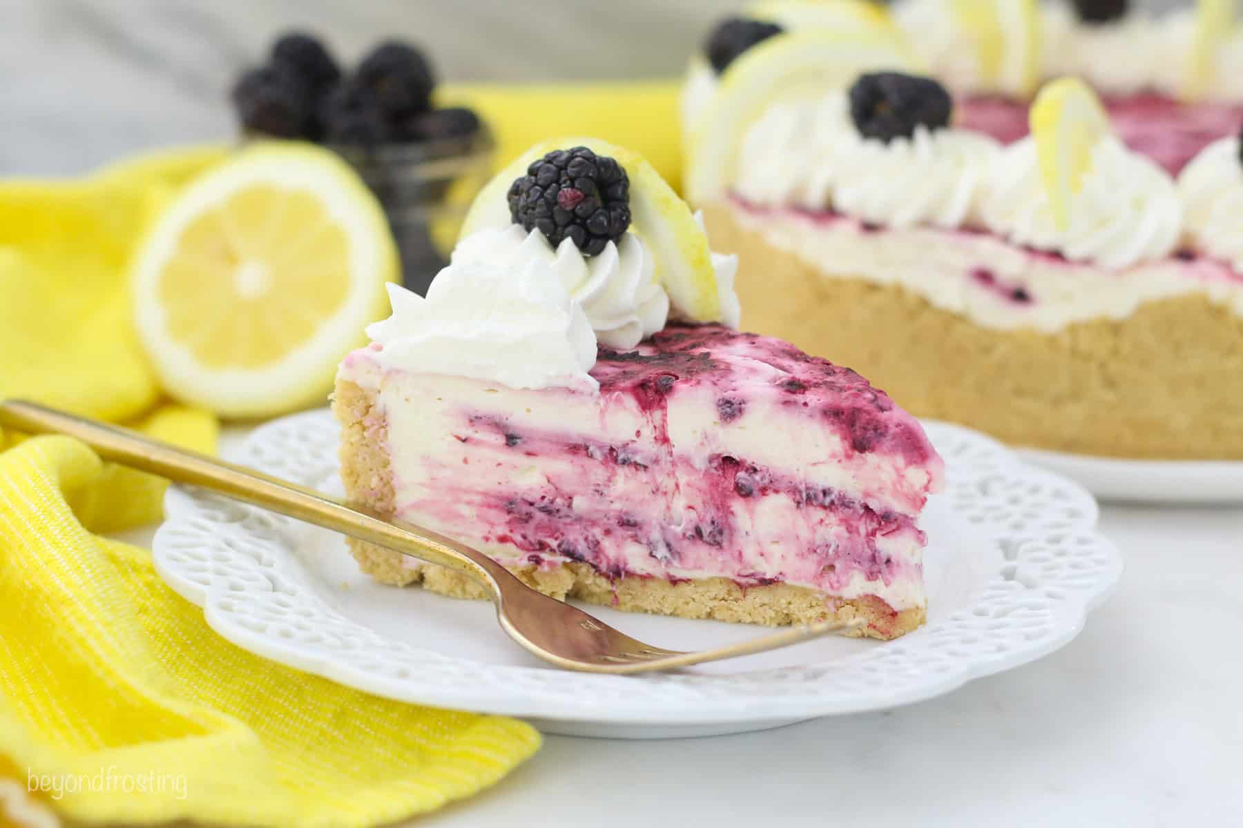 No-Bake Blackberry Lemon Cheesecake | Beyond Frosting