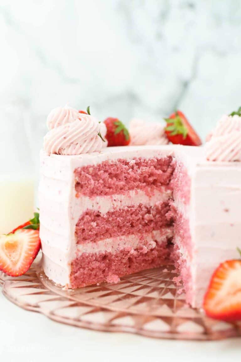 Fresh Strawberry Cake with Strawberry Frosting Recipe | Beyond Frosting