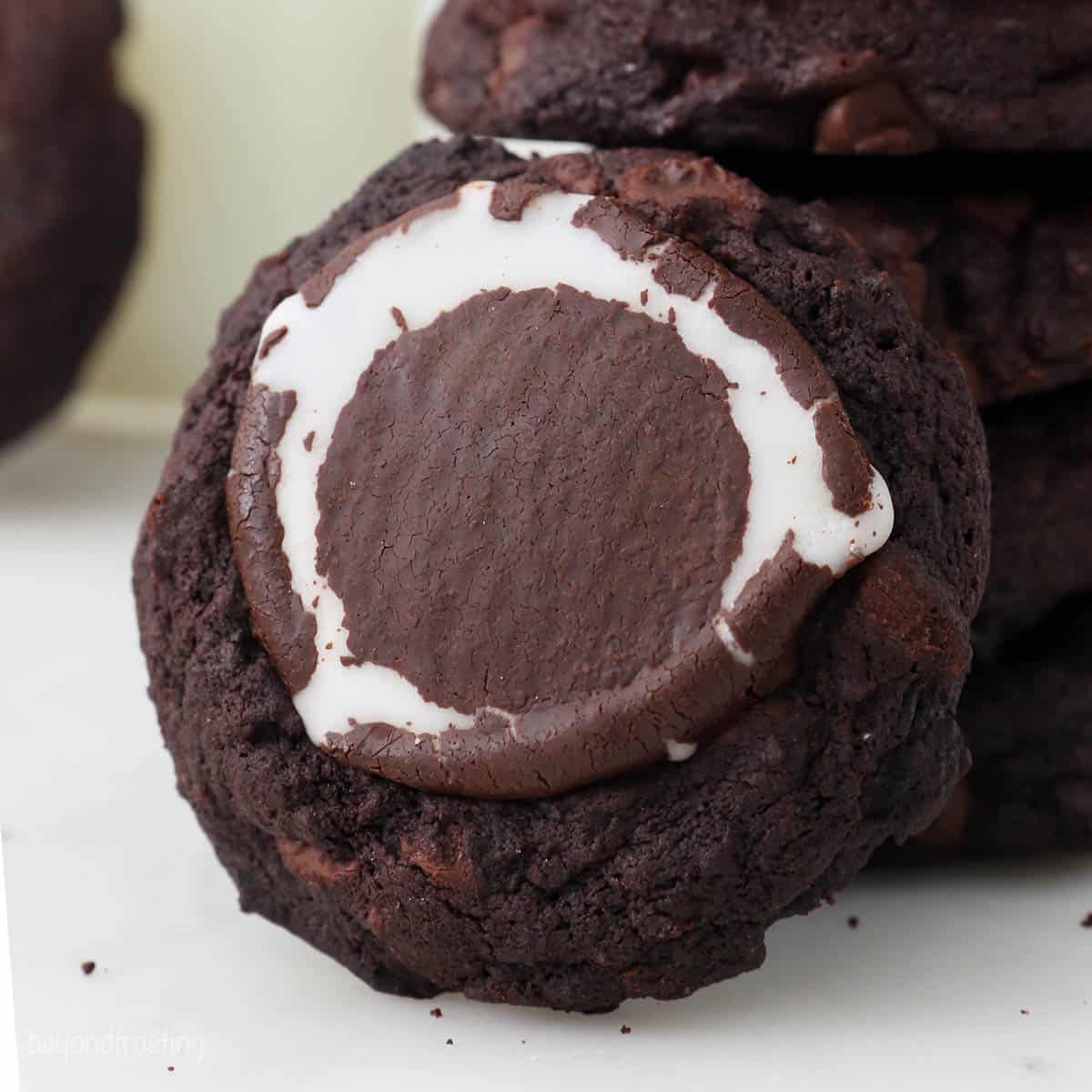 Chewy Chocolate Peppermint Patty Cookies | Beyond Frosting
