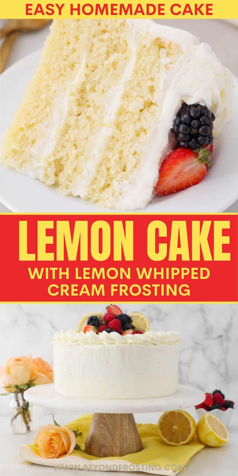 Lemon Layer Cake with Mascarpone Whipped Cream l Beyond Frosting