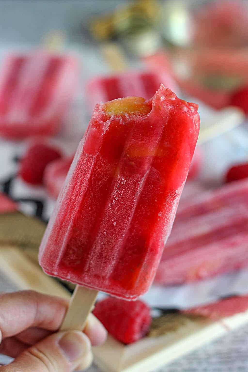 Easy Raspberry Peach Champagne Popsicles | Beyond Frosting