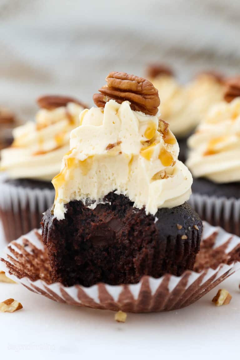 Chocolate Turtle Cupcakes | Beyond Frosting