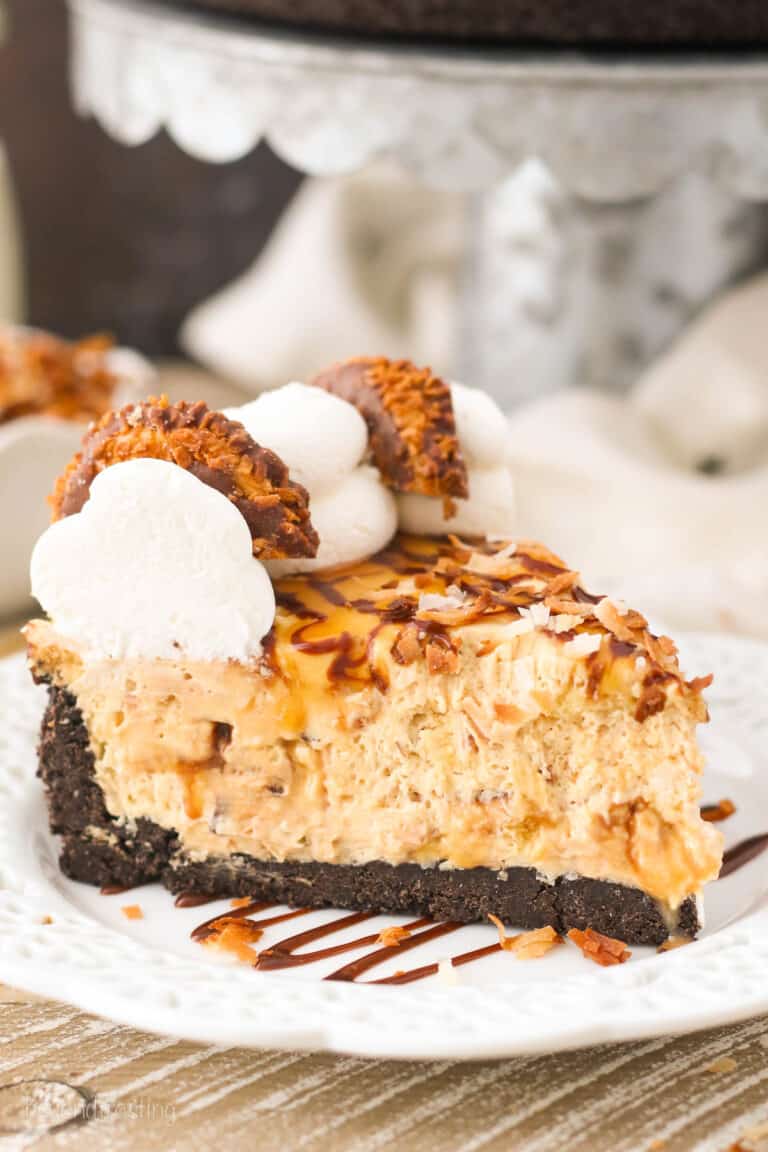 No-Bake Samoa Cheesecake - Beyond Frosting